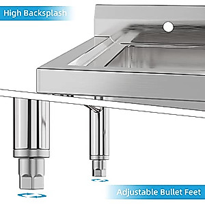 RIEDHOFF Stainless Steel Utility Sink with 2 Compartments, [Wide Compartment] Commercial Kitchen Sink for Laundry, Backyard, Garage, Restaurant, Outdoor -Bowl 16" L x 14" W x 9" H