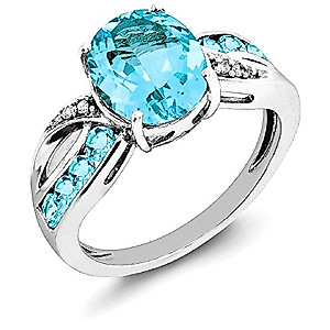 IceCarats 925 Sterling Silver Diamond Sky Blue Topaz Ring Gemstone Band Size 6.00