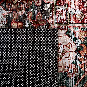 SAFAVIEH Tucson Collection Area Rug - 8' x 10', Ivory & Green, Persian Design, Non-Shedding Machine Washable & Slip Resistant Ideal for High Traffic Areas in Living Room, Bedroom (TSN114A)