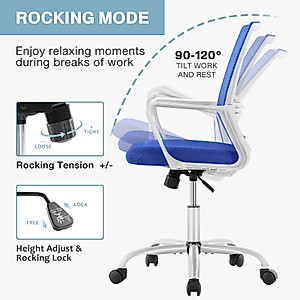 AFO Home Office Desk Chair with Ergonomic Lumbar Supportive Armrest, Mid Back, Tilting Function, Breathable Mesh and High Resilience Sponge Swivel Rolling, Adjustable Height, Navy Blue