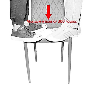 Meihua Dining Chairs Set of 4 for Dining Room, Kitchen Modern Metal Chairs with Upholstered Cushion PU Leather (Black)