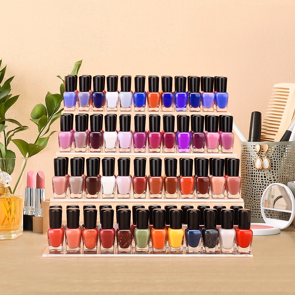 YIDITTHOPE 12 Inch Acrylic Shelf in 3 Pack, 4 Tier Perfume and Cologne Organizer, Funko POP Shelves Tiered Riser Display Stand, Acrylic Display for Decoration