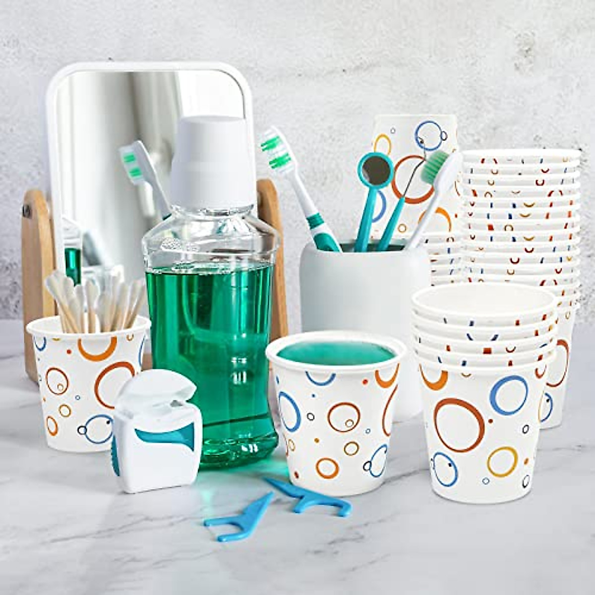 Unves 600 Pack Disposable 3 oz Paper Cups, Small Bathroom Cups Colorful Mouthwash Cups Paper Coffee Cups Cold Beverage Drinking Cup for Picnic, Barbecue, Party, Travel and Event