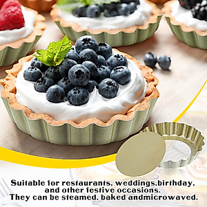 Tessco 16 Pieces Mini Tart Pans with Removable Bottom Nonstick Quiche Mini Pie Tart Pans Bakeware Mold Fluted Side for Pies(Gold Round,4 Inch)