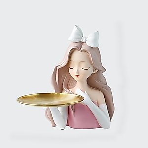 Girl Statue Home Decor Vase Resin Storage Tray Decoration Living Room Flower Vases Craft Living Room Decoration