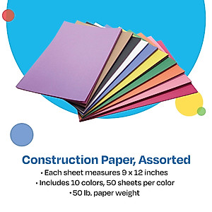 Childcraft Construction Paper, 9 x 12 Inches, Assorted Colors, 500 Sheets - 1465886