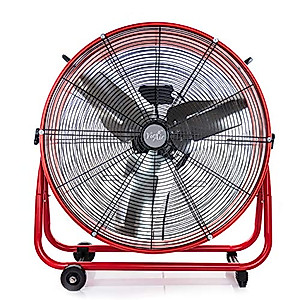 Vie Air 24 Inch Commercial Floor Drum Fan in Red