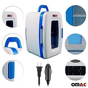 OMAC Mini Fridge for Cosmetics Camping Home Office and Car, Portable, 12V, AC/DC Power, 10 Liter, White