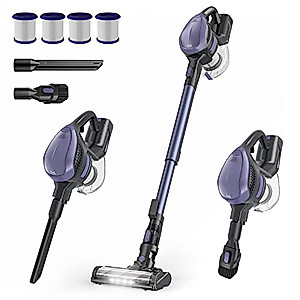 TMA Cordless Vacuum Cleaner, 250W 25Kpa Stick Vacuum Cleaner with 8-Cell Large Battery, up to 40 Mins Runtime, 4 Filters, 6 in 1 Lightweight Vacuum for Hardwood Floor/Low-Pile Carpet/Pet Hair T210