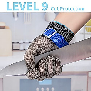 ARCLIBER Level 9 Cut Resistant Glove Stainless Steel Wire Metal Mesh Butcher Glove for Meat Cutting Oyster Shucking Chopping and Peeling