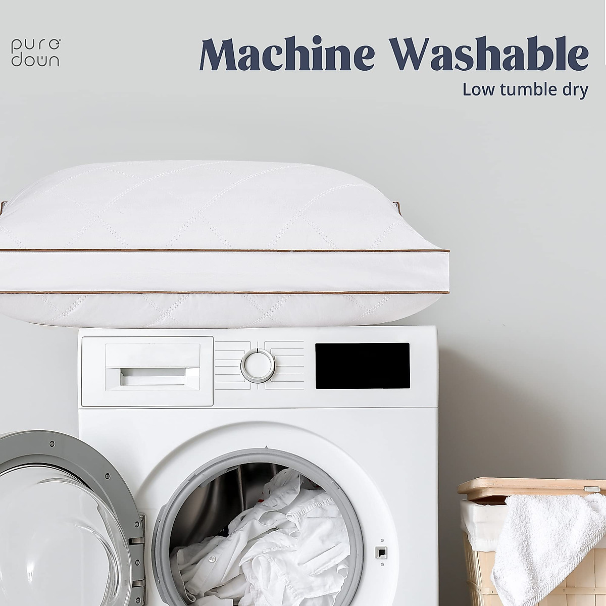 Goose Feathers and Down Pillow for Sleeping Gusseted Bed Hotel Collection Pillows, King, Set of 2