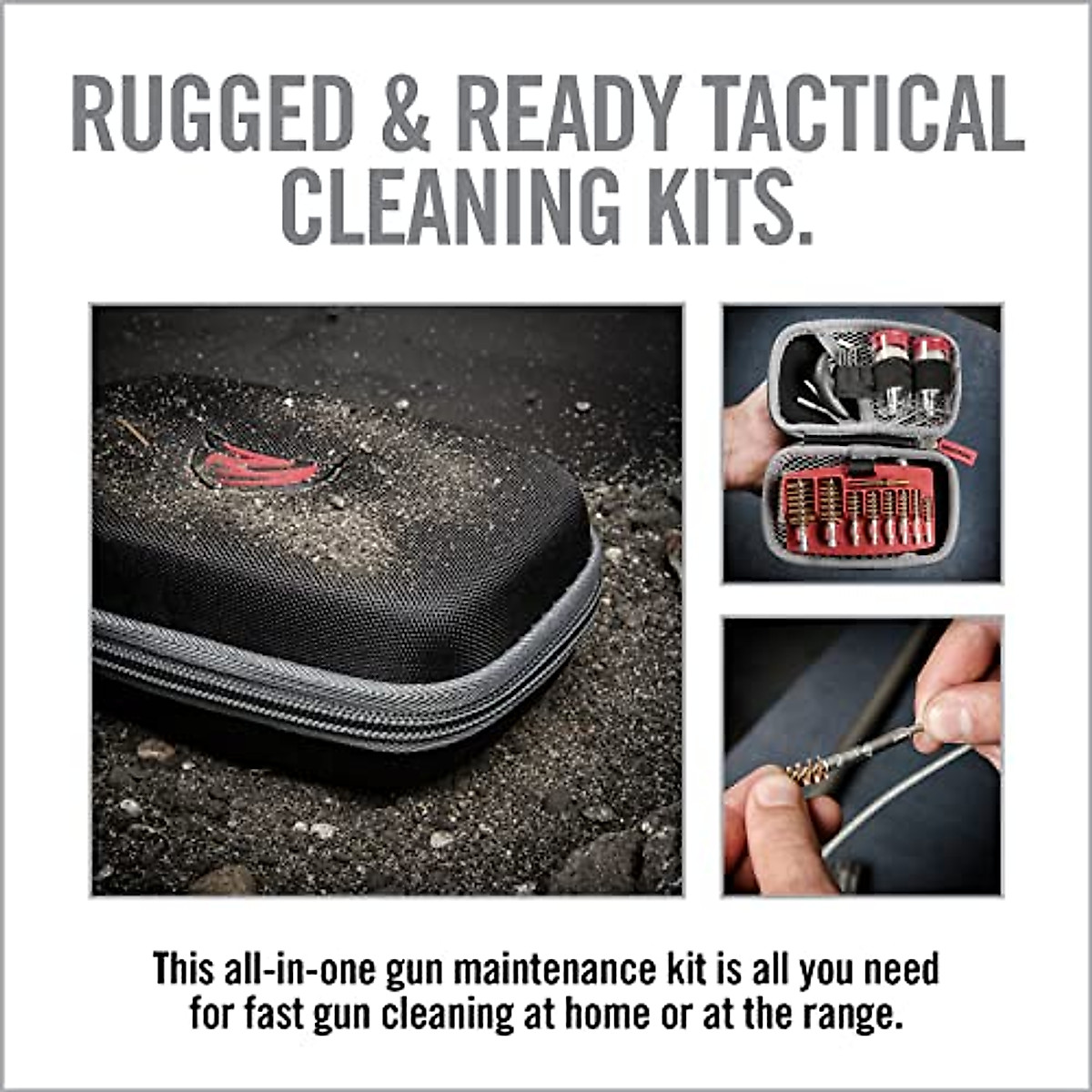 Real Avid Gun Boss Universal Cable 17-Piece Multi Caliber Gun Cleaning Kit for 12 & 20 gauge shotguns, .17 - .45 cal Hunting Rifles & Handguns Complete Gun Cleaning System w/ Compact Zippered Case
