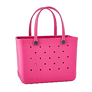 ProductWorks Maui and Sons Durable Beach Bag and Outdoor Everything Go2Bag,Farmers Market, Picnic,Concerts Washable Adjustable Straps (Pink)