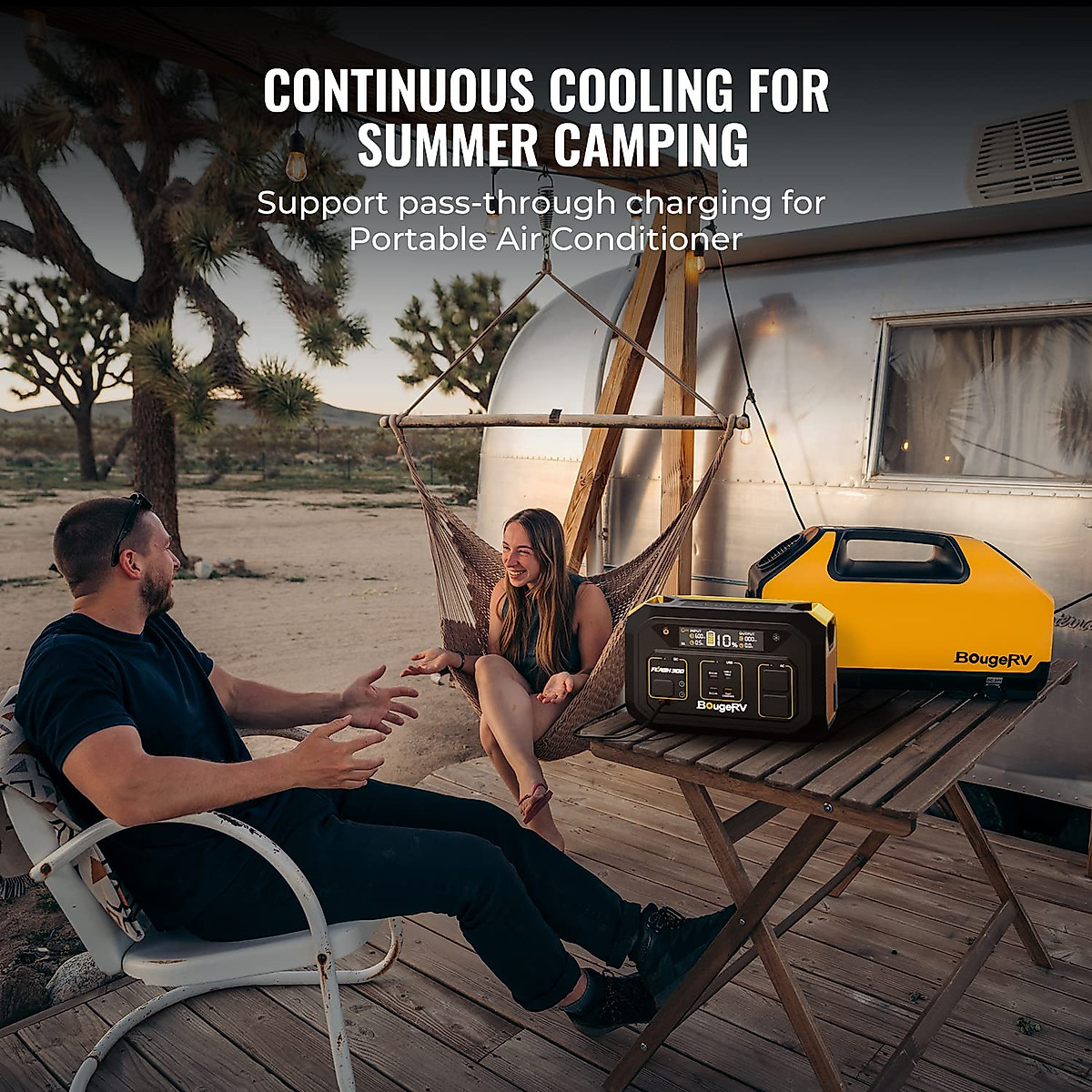 BougeRV Flash300 Portable Power Station 286Wh With 600W Solar Charging from 0-90% In 30 Mins, 600W Solar Generator, 2x600W(Peak 1200W) AC Outlets, Portable Battery Power Supply for Outdoor Camping RV