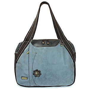 CHALA Handbag Bowling Zip Tote- Indigo (Teal Paw)