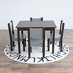 Humble Crew, Espresso/Grey Modern Toddler Table & 4 Chair Set