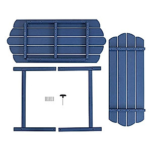 MINPINSER 2 Tier Patio Table-Outdoor Coffee Table Adirondack Deck Table HDPE Pool Side Table, Blue