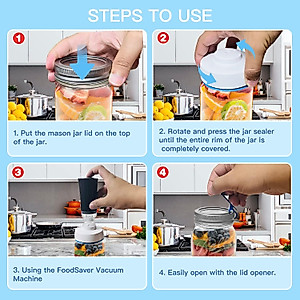Electric Jar Vacuum Sealer for Mason - Handheld Food Vacuum Saver Canning Jars Seal Pump Kit Attachment for Mason Jar Wide Regular Mouth Compatible with FoodSaver Vacuum Can Sealer Machine Accessories