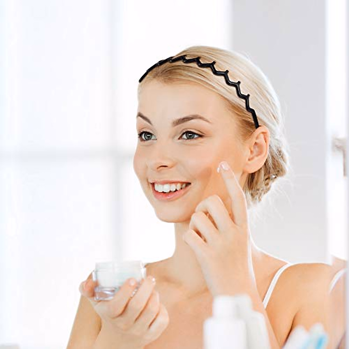 Chuangdi 6 Pieces Zigzag Headband Plastic Shark Tooth Hair Comb Hairband Zig Zag Headband Plastic Wavy teeth Hair Hoop Accessory for Women Lady Girl(Black, White, Brown,Fresh Style)