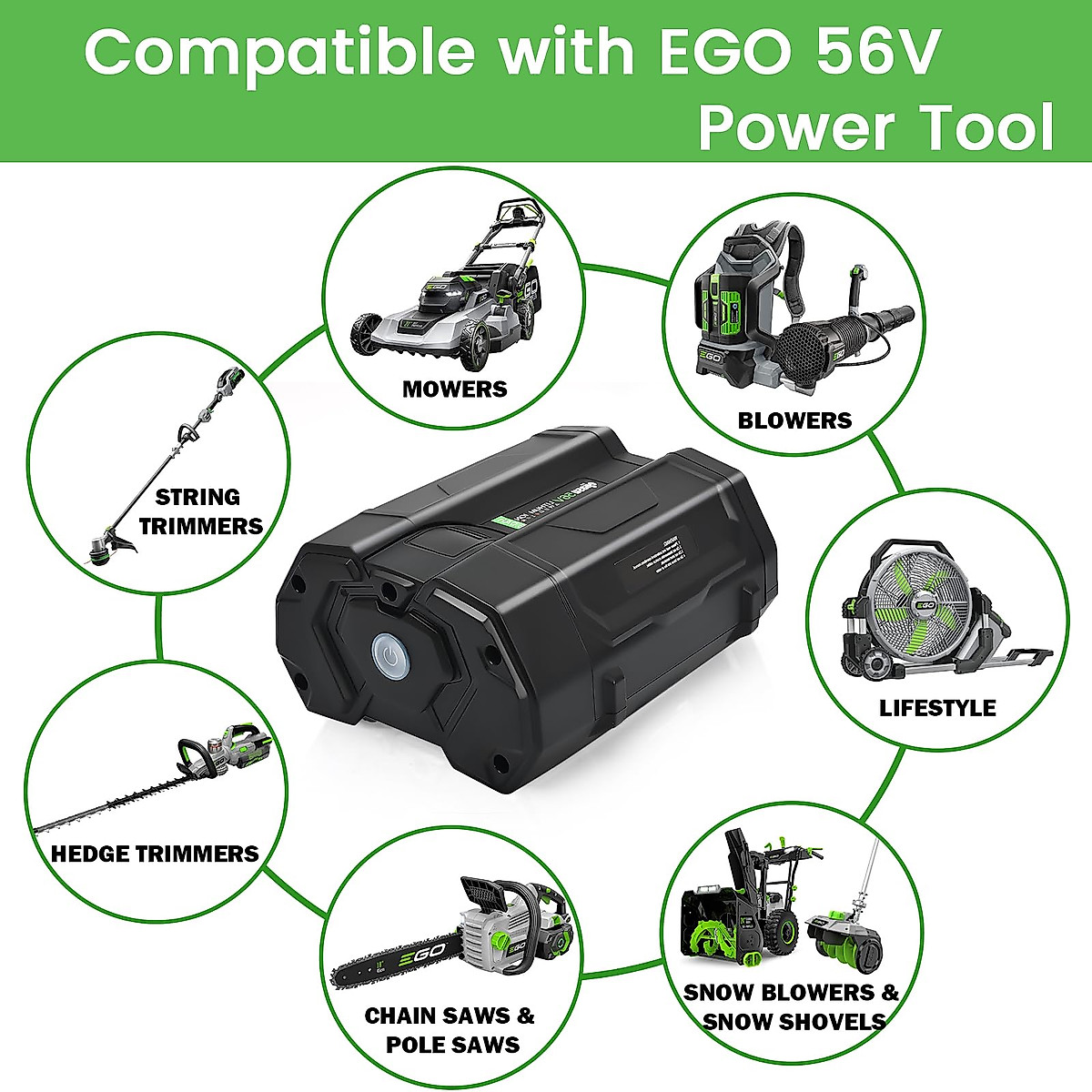 eJiasu 56V Replacement Battery 5.0 Ah for EGO Battery - for EGO Lawn Mower Battery- for EGO Leaf Blower Battery Compatible with 56 V Power Battery for Weed Trimmer Chainsaw