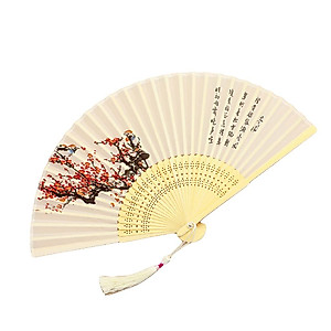 Handheld Fans Folding Fans Chinese Floral Bamboo Folding Fan Vintage Fan Four Seasons Pattern Folding Fan for Decoration (Color : Winter)
