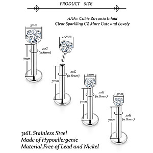 Vsnnsns 20G Threadless Push in Nose Rings for Women Men 316L Surgical Stainless Steel L Shaped Nose Studs Screw Bone Nose Rings Piercings 20 Gauge Nostril Piercing Nose Studs Opal For Women