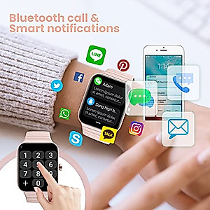 C22 Alexa Bluetooth 1.8" Smart Watch for Men Women, Sleep Quality Heart Rate SpO2 Blood Oxygen Monitor Watch for Android & iPhone Smartwatches, 100+ Sport Modes, IP68 Waterproof Fitness Tracker Pink