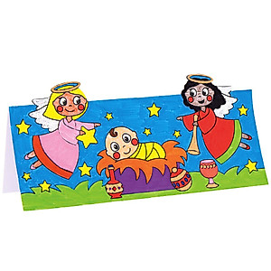 Baker Ross AX564 Nativity Pop up Cards - Pack of 10, Christmas Cards for Kids to Color in, Great for Arts and Crafts