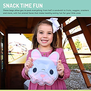 melii Reusable Snack Bags - Bulldog, Cat, Lion, Panda, Bear & Shark