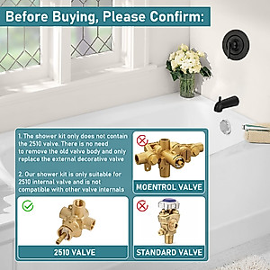 Matte Black Shower Handle Compatible with moen T2901BL Black Shower Trim Kit, Easy to Install, Round Matte Black Shower Handle Trim Kit Only, Requires 2510 valve