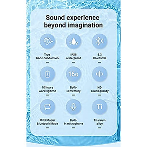 OCTANDRA Go Bone Conduction Headphones Open Ear IPX8 Waterproof Swimming Sports Earbuds Built-in 32GB Memory MP3 Player Bluetooth 5.3 Gaming Earphones Wireless Headset with Mic (S6 Pro) (Black & Red)