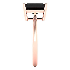 2.5ct Radiant Cut Solitaire Natural Black Onyx Engagement Wedding Bridal Promise Anniversary Ring 18K Rose Gold Size 3.5