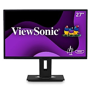 ViewSonic VG2748 27" IPS 1080p Ergonomic Monitor with HDMI DisplayPort USB and Tilt for Home and Office, Black (Renewed)