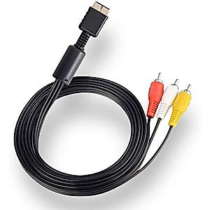 PS2 PS1 PS3 to AV Cable 6ft AV Cable Compatible for Playstation 1 2 3 Replace AV Cable - Black