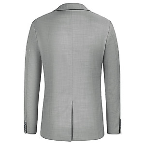 Mens Slim Fit Sport Coat Casual Blazer 2 Button Business Notch Lapel Collar Suit Jacket for Work Grey XXL