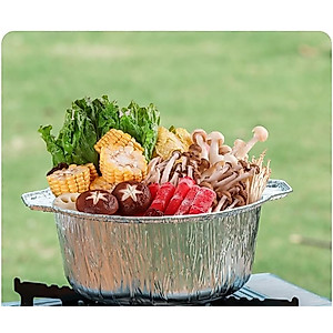 Aluminum Round Foil Pan Disposable Cooking Pots,8 Inch Disposable Aluminum Pots with Lids,Aluminum Foil Pots for Cooking,Disposable Food Container for Baking Cooking (5 Pcs)