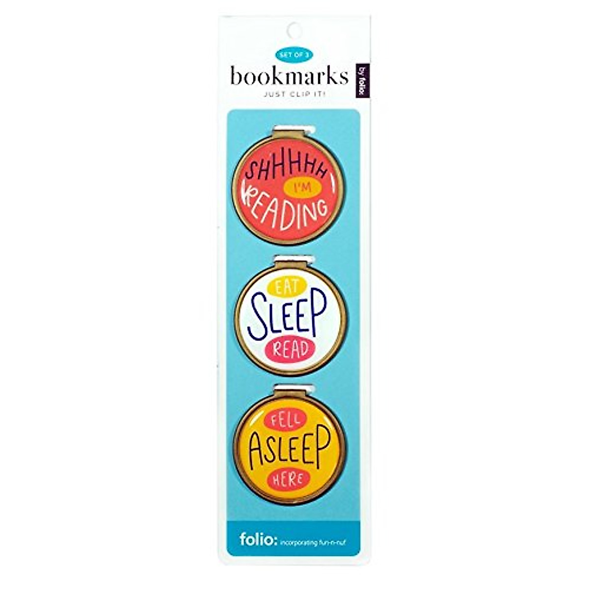 Just Clip it! Quote Bookmarks - (Set of 3 clip over the page markers). Funny Bookmark Set - Ideal for Bookworms of all ages. Adults Men Women Teens & Kids love our fun Domed Designs!