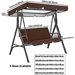 BTURYT Waterproof Swing Top Cover & Seat Cover,Patio Swing Canopy Replacement,Outdoor Swing Canopy Cover Set,210D Oxford Cloth, for Outdoor/Patio/Lawn/Garden-(top Cover + Chair Cover)