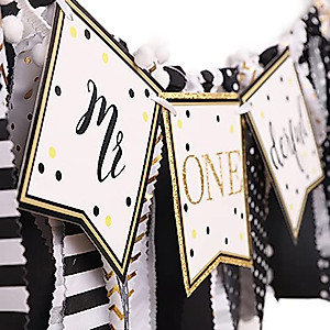 Mr. and Miss Onederful high chair banner - gold and black glitter garland, gold and pink glitter garland, often suitable for handsome little men and pretty little girls