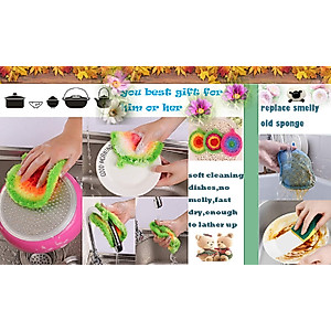 JC1927 Decorative Dish Scrubber Non Scratch Cleaning Pad Cute Dish Net Clothes for Kitchen Washing Dishes Cleaning Net 3 Pack