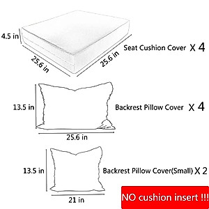 TECOSARA Patio Cushion Covers for 5 Pcs Patio Furniture Sets, 10 Covers for Seat and Back, Water Repellent Outside Cushion Covers Replacement