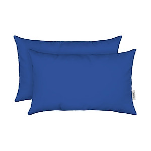 RSH DECOR: Lumbar Throw Pillows Set of 2 | 20” x 12" | All-Weather Spun Fabric | Water and Fade-Resistant | Outdoor Support Pillows for Patio Furniture | Veranda Blue