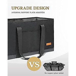 WONDAY Large Stand Up Utility Tote Bag, Reusable Grocery Bags Foldable with Waterproof Bottom, Extra Large Tote Bag with Handles and Pockets for Grocery Stores, Picnics, Beaches, Camping