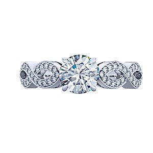 etneyjewels 0.70 TCW Round Cut Solitaire With Accents Bridal Engagement Ring For Women In 10KT Solid Gold In Prong Setting For Wedding Anniversary (Center 0.50 CT, Clarity I1-I2, Color HI,8)