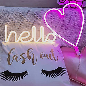 QiaoFei Neon Light,LED Hello Neon Word Sign Neon Letters Light Art Decorative Lights,Marquee Signs/Wall Decor for Christmas,Birthday Party,Kids Room,Living Room,Wedding Party Supplies(Warm White)