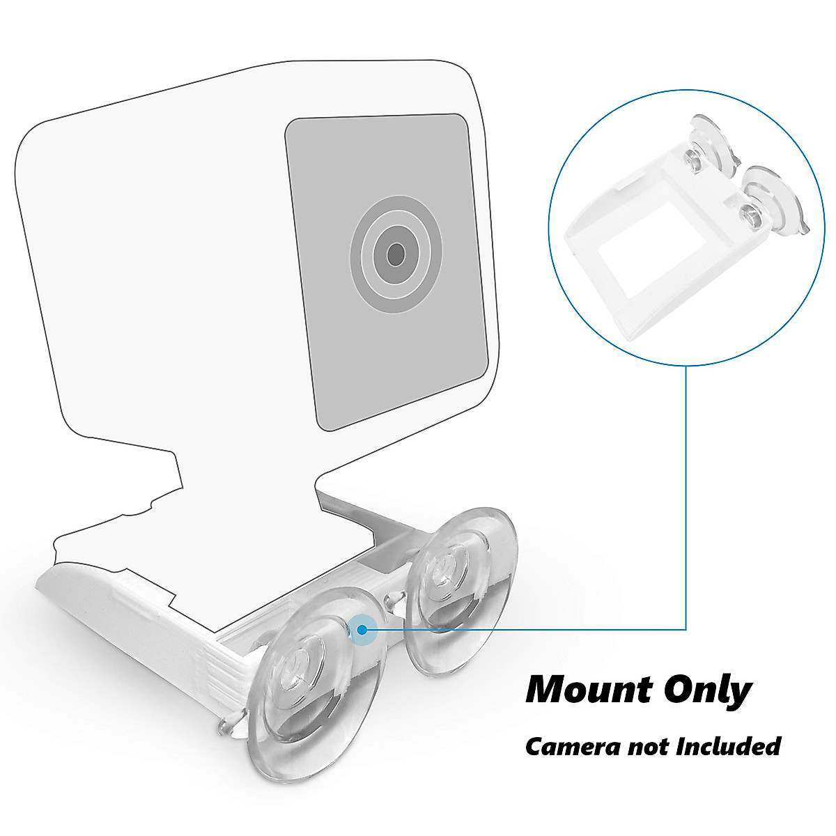 v3 Wyze Compatible Secure Suction Mount (Camera Not Included) – Bracket Shelf with Dual Suction Cups Allows 360 Swivel – Affixes to Window Glass, Mirror, and Smooth Surfaces by Arthon (v3, 1 Mount)