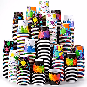 500 Pack 2 oz Paper Cups, Mini Mouthwash Cups, Disposable Bathroom Cups, Small Paper Drinking Cups Espresso Cups for Home Office Travel Picnic Party Supplies (Artist Paint)