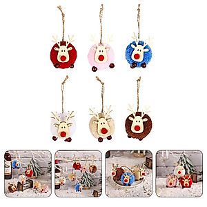 6pcs Christmas Felt Elk Hanging Ornament Antler Reindeer Hanging Pendants Stuffed Reindeer Plush Toy Christmas Tree Decor for Xmas Party Supplies