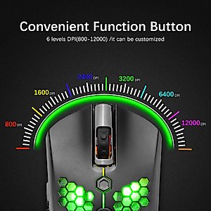 Wired Gaming Keyboard and Mouse,3 in 1 Gaming Set,Green LED Backlit Mechanical Keyboard,12K DPI Superlight Gaming Mouse,Large Mouse Pad for PC Gamer