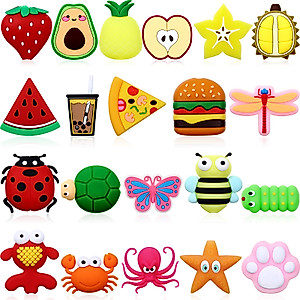 21 Pieces Cute Animal Cable Protector Charging Cable Protectors for USB Cable Fish Fruit Charging Cable Saver for Cellphone and Tablet Data Lines